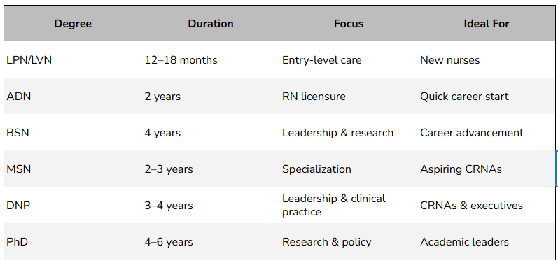 Types of Nursing Degrees: The 6 Levels RNs Need to Know Before Becoming ...
