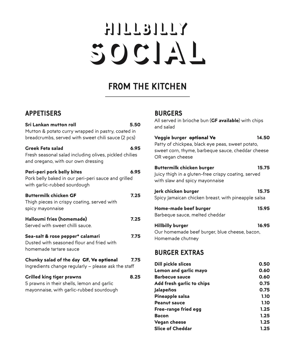Menu — The Hillbilly Social