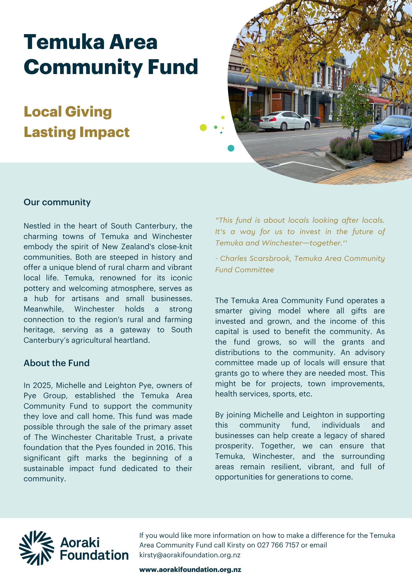 Temuka Area Community Fund — Aoraki Foundation