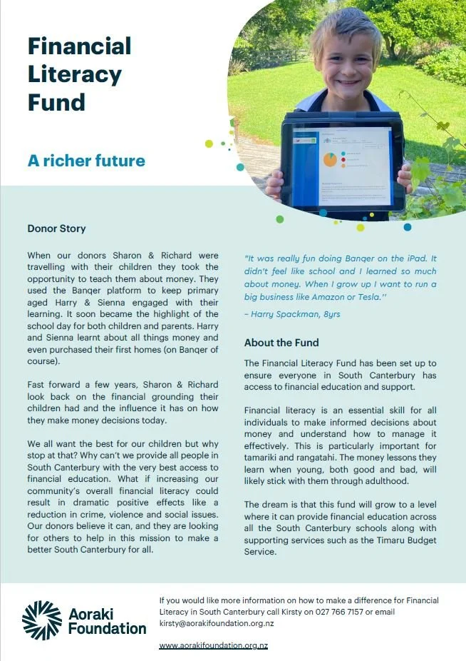 Financial Literacy Fund — Aoraki Foundation