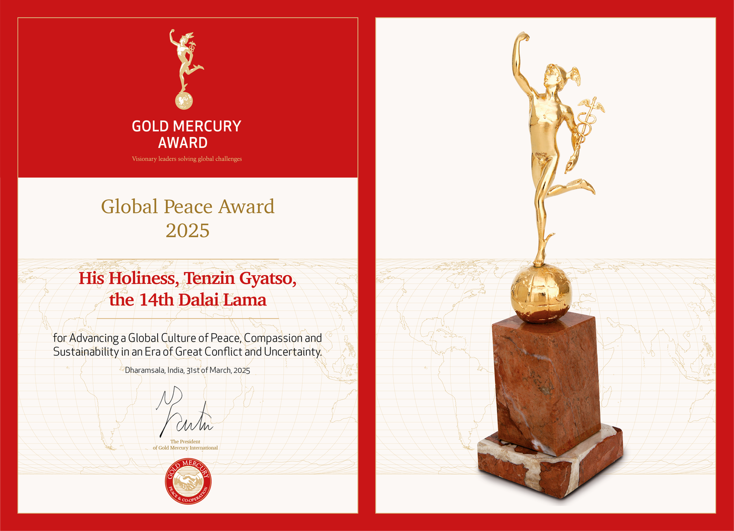 Gold Mercury Award 2025 Honours His Holiness The 14th Dalai Lama for ...
