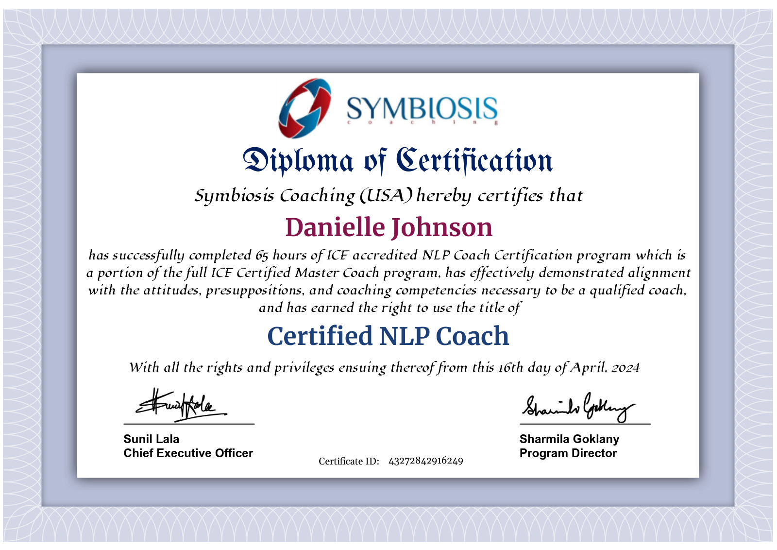 NLP Certificate — The Difference PT, LLC NLP Certificate — The Difference PT, LLC