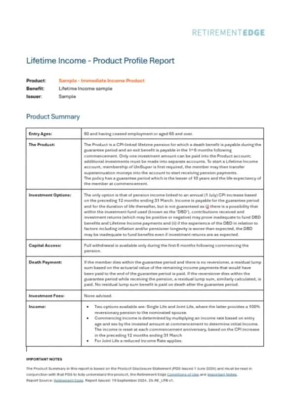 Profile Reports — Retirement Edge