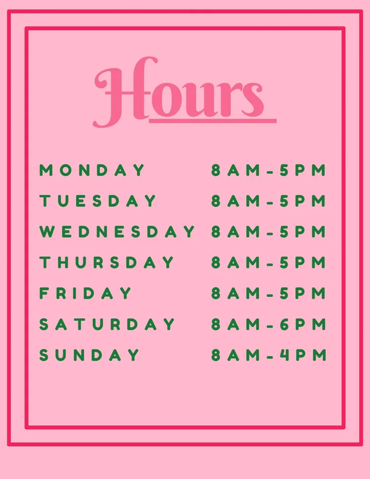 HOURS — Pink Rose Cafe