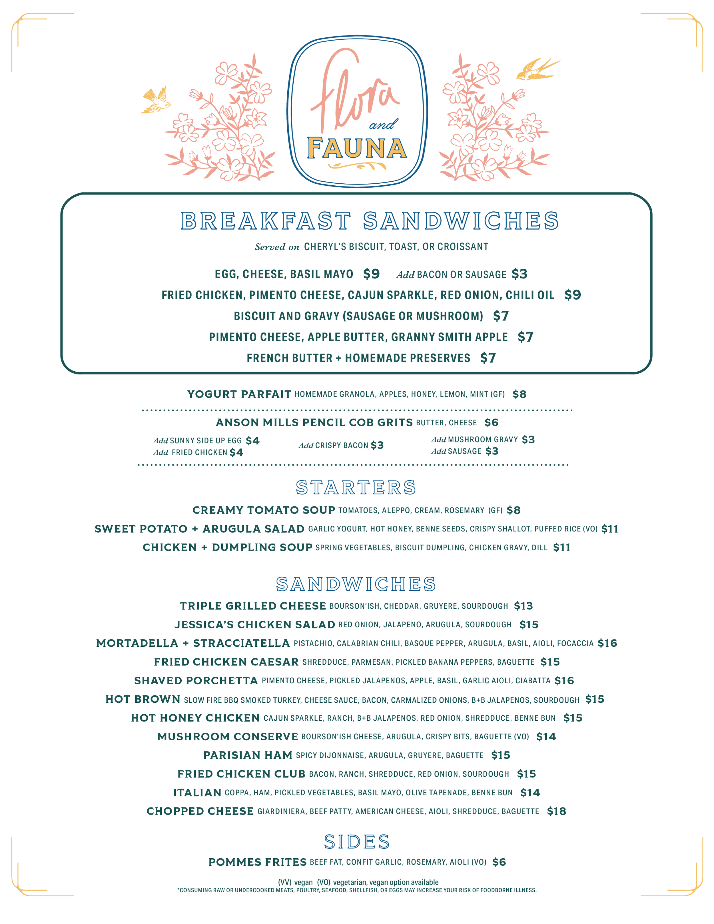 DAYTIME MENU — Flora and Fauna Savannah