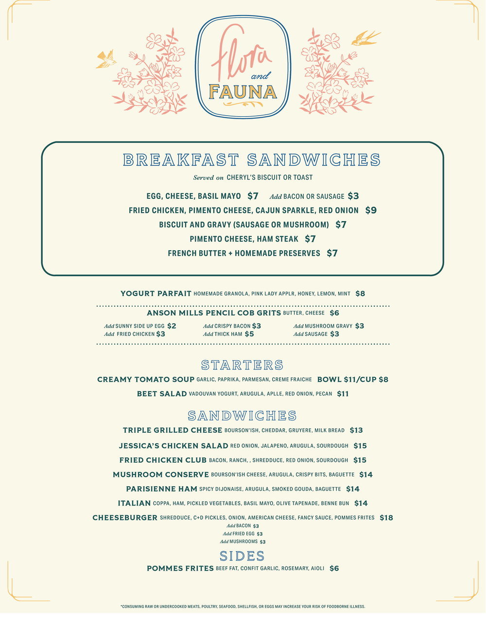 DAYTIME MENU — Flora and Fauna Savannah