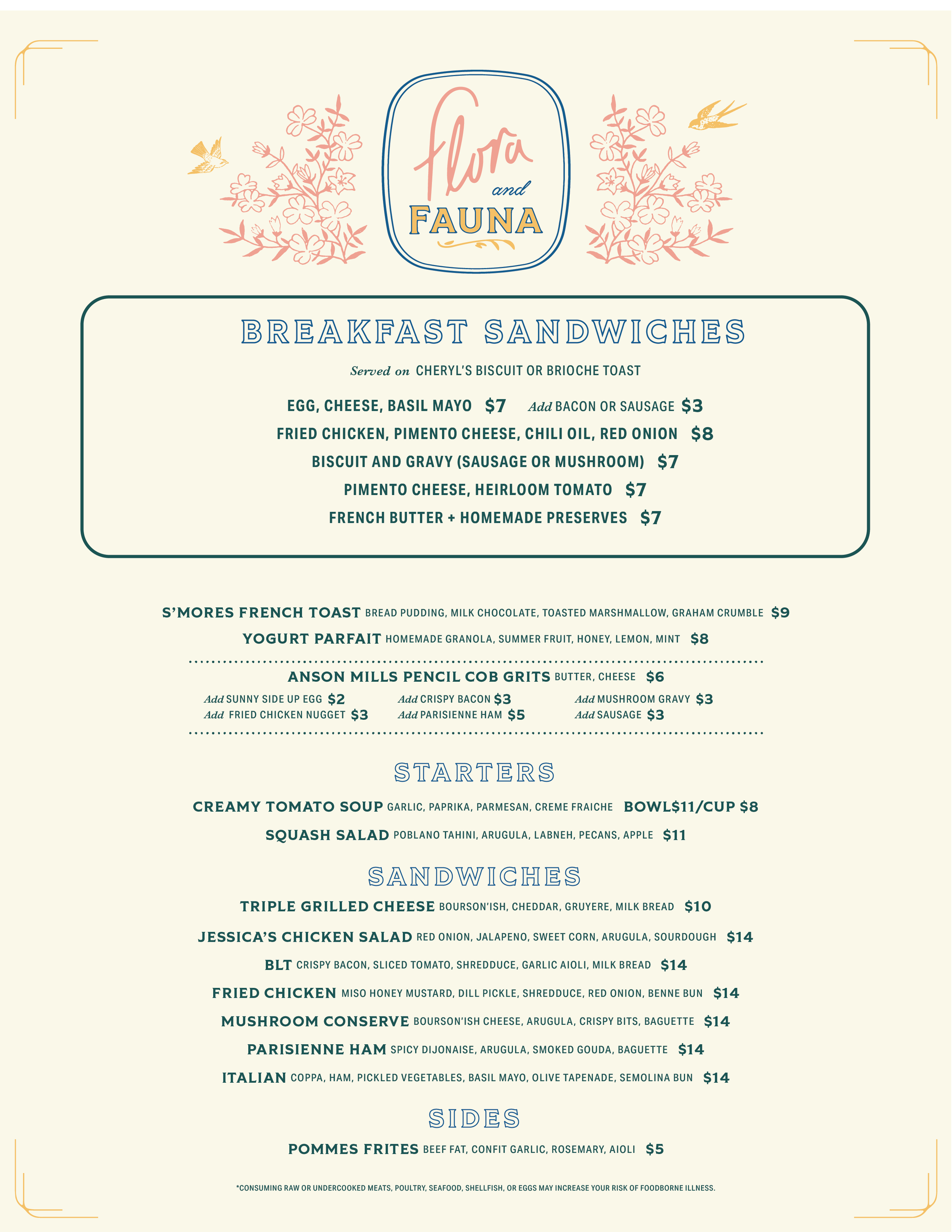 DAYTIME MENU — Flora and Fauna Savannah
