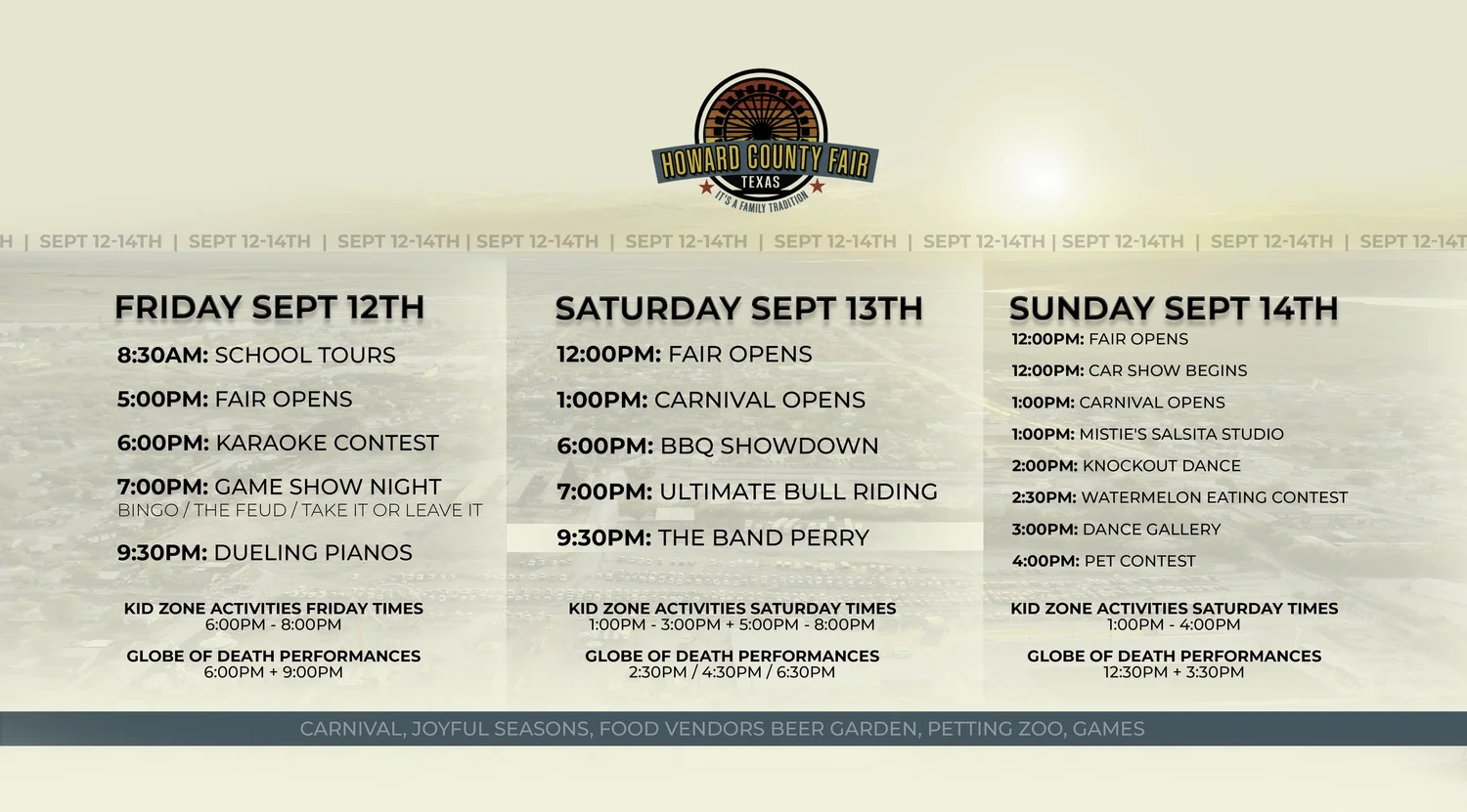 SCHEDULE OF EVENTS — Howard County Fair