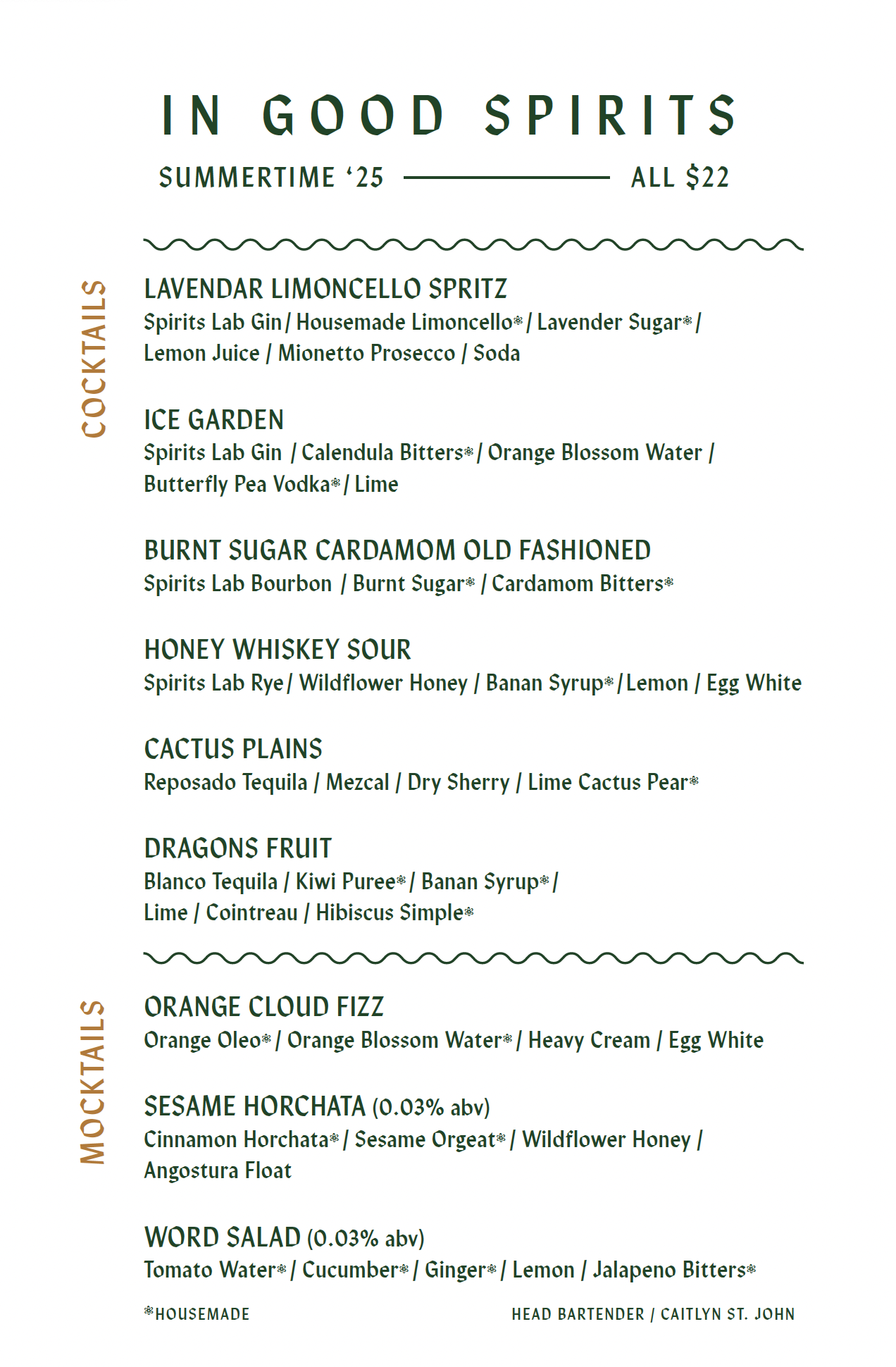 OUR MENU — Goodhouse - Listening Room & Social Club