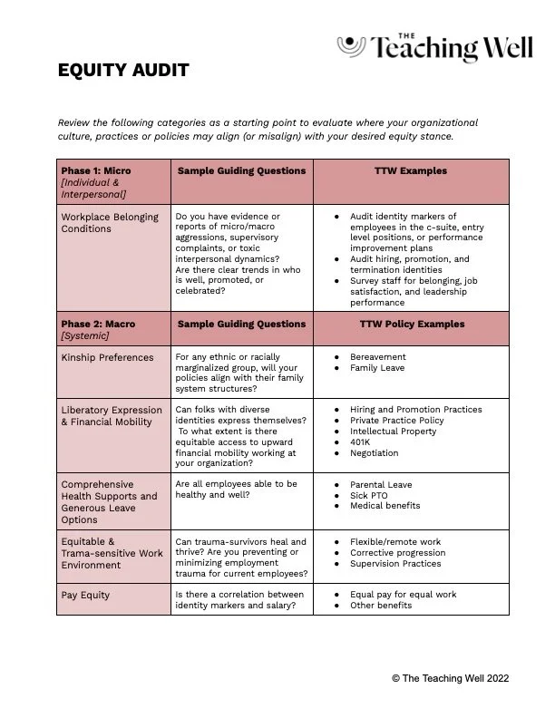 Auditing Your Equity Commitments — The Teaching Well