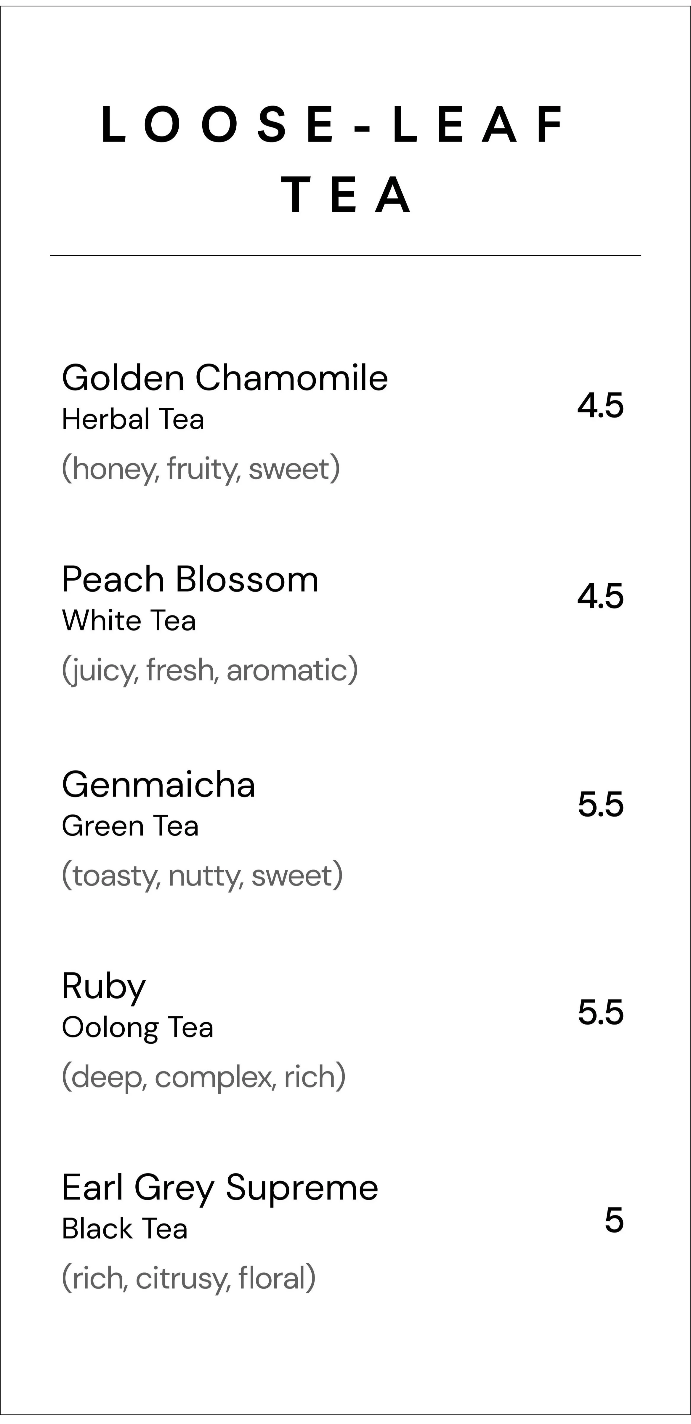 Menu 1 — ONETHING COFFEE