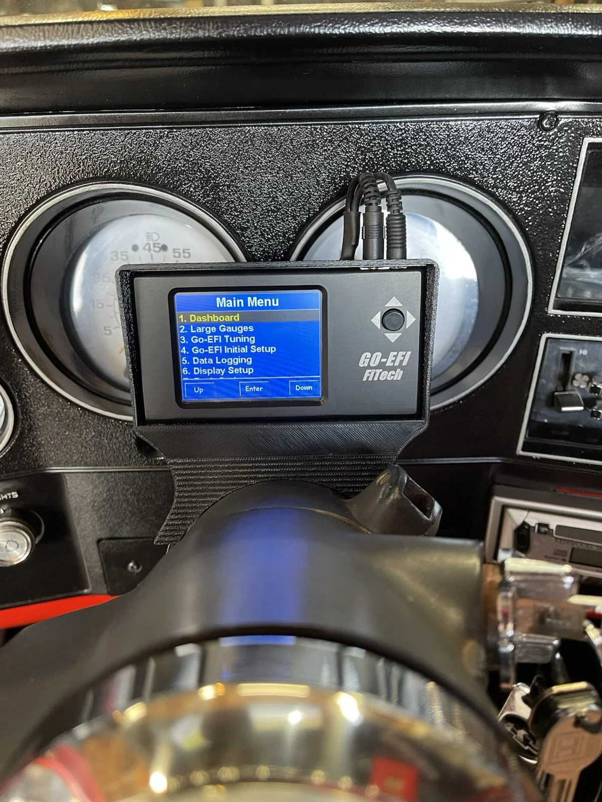 Column mount w/ sun visor for FiTech GO-EFI handheld screen — Trimmed ...
