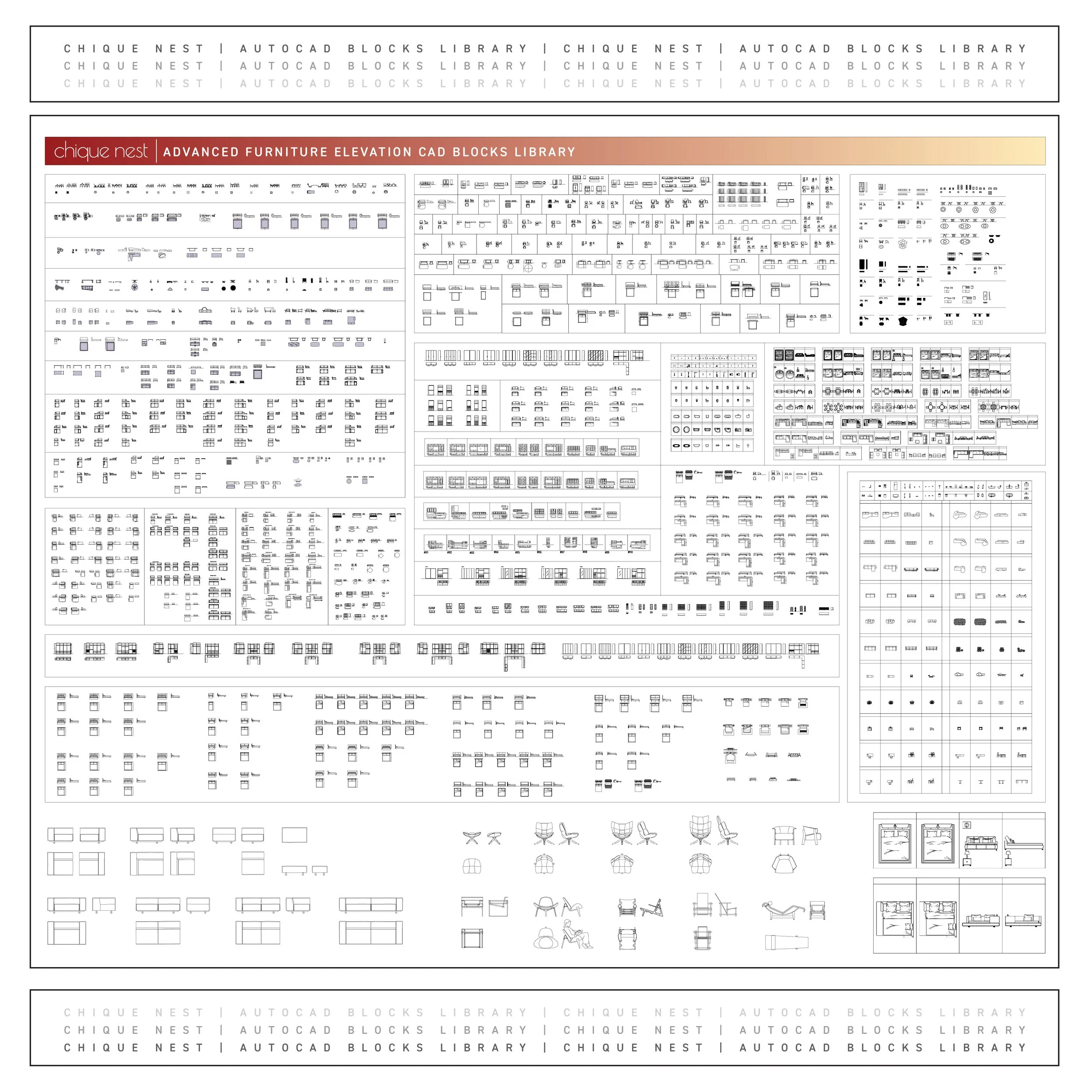 AutoCAD Furniture Elevation Blocks Library — Chique Nest