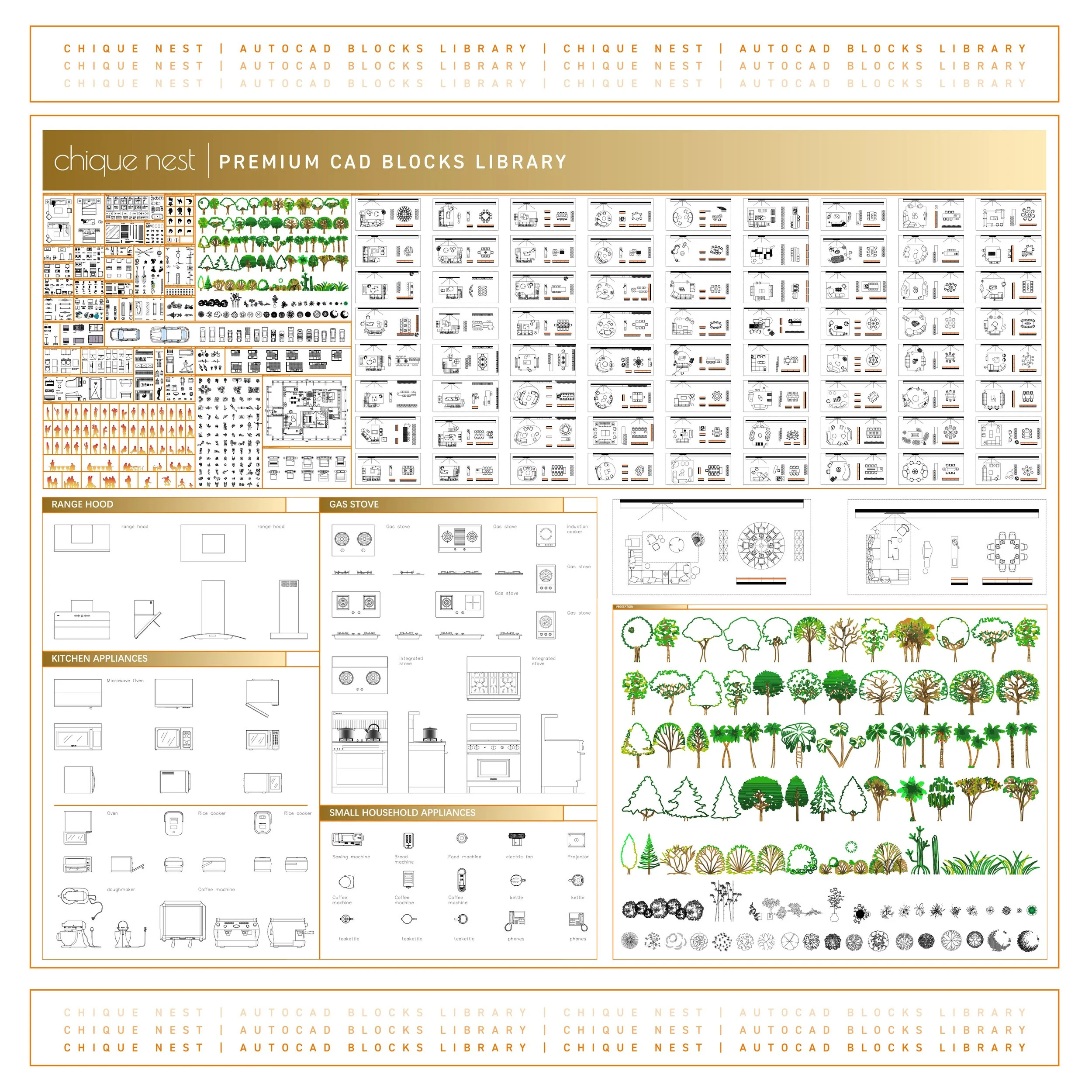 Premium AutoCAD Blocks — Chique Nest