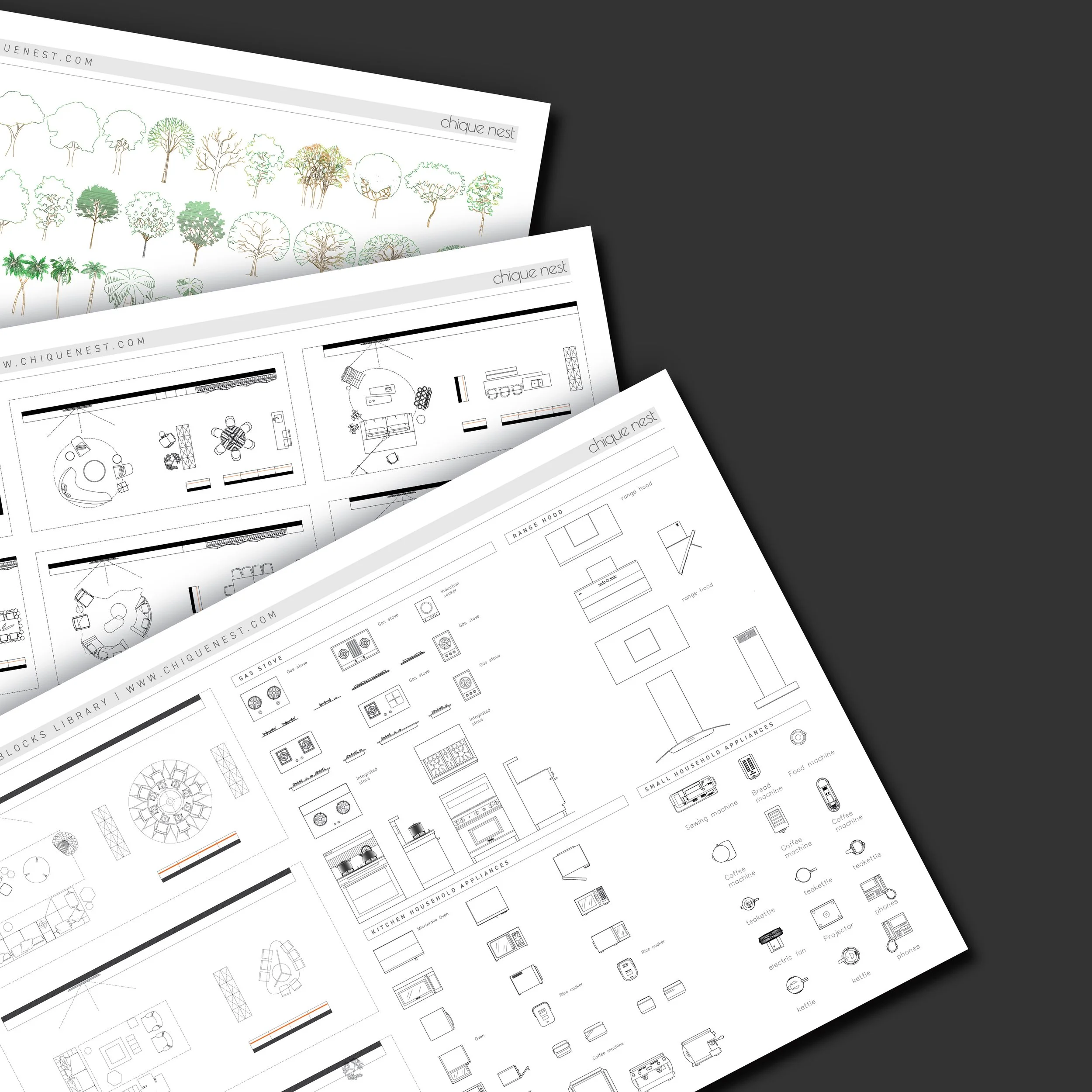 Premium AutoCAD Blocks — Chique Nest