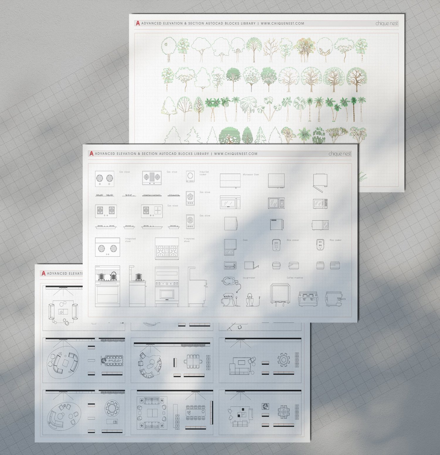 Premium Kitchen ISO AutoCAD Blocks / Sections / Elevations — Chique Nest
