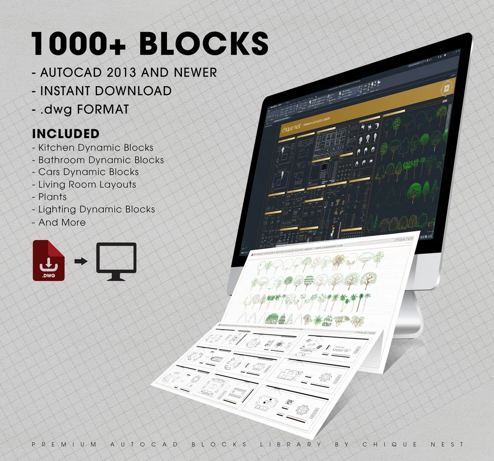 Premium Kitchen ISO AutoCAD Blocks / Sections / Elevations — Chique Nest