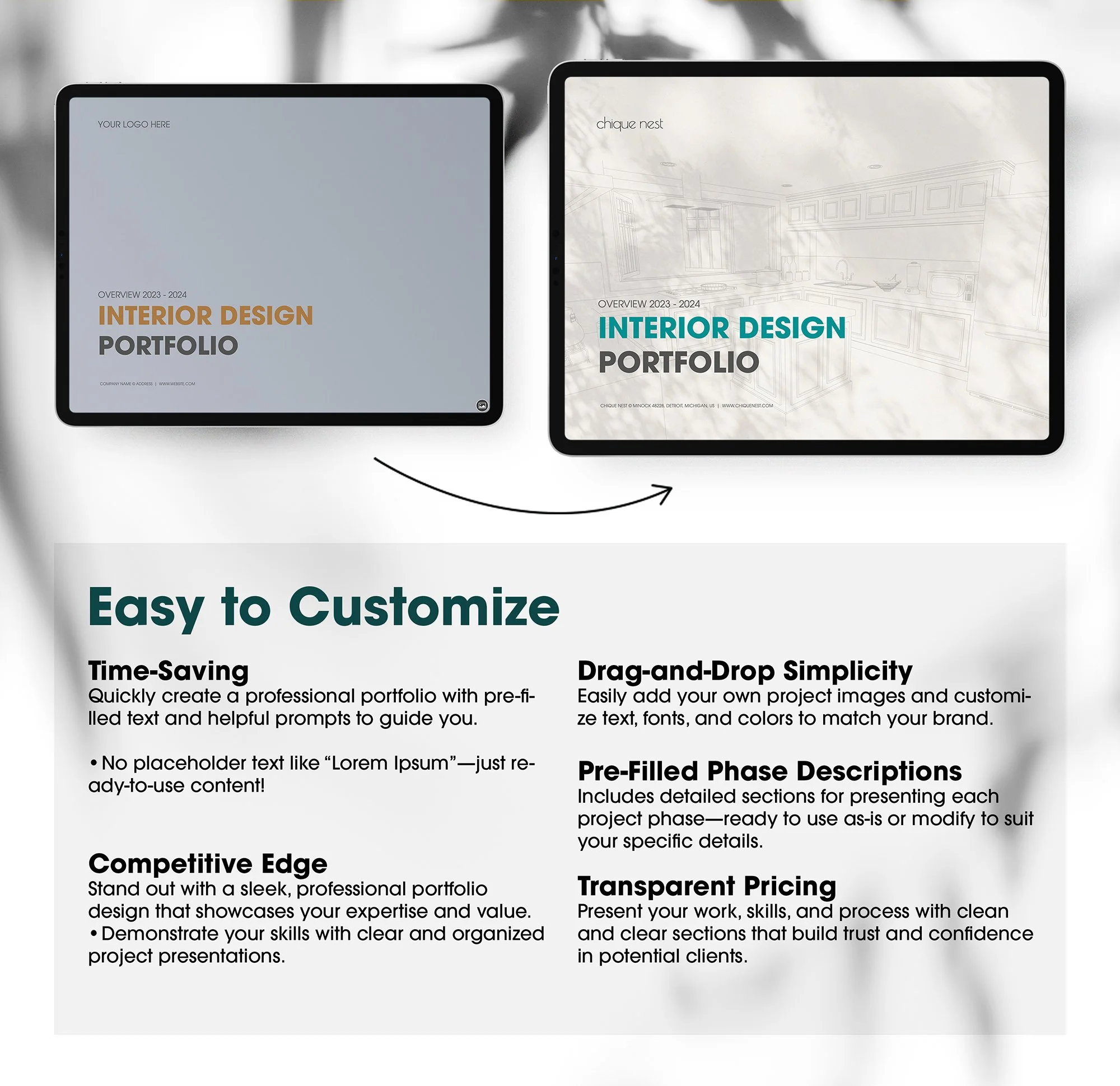 Interior Design FEE Proposal Template — Chique Nest