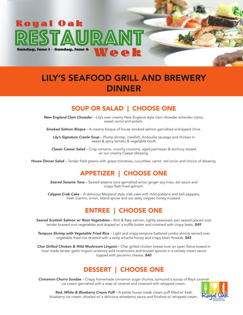 Lily's Seafood Grill & Brewery — Dine Royal Oak