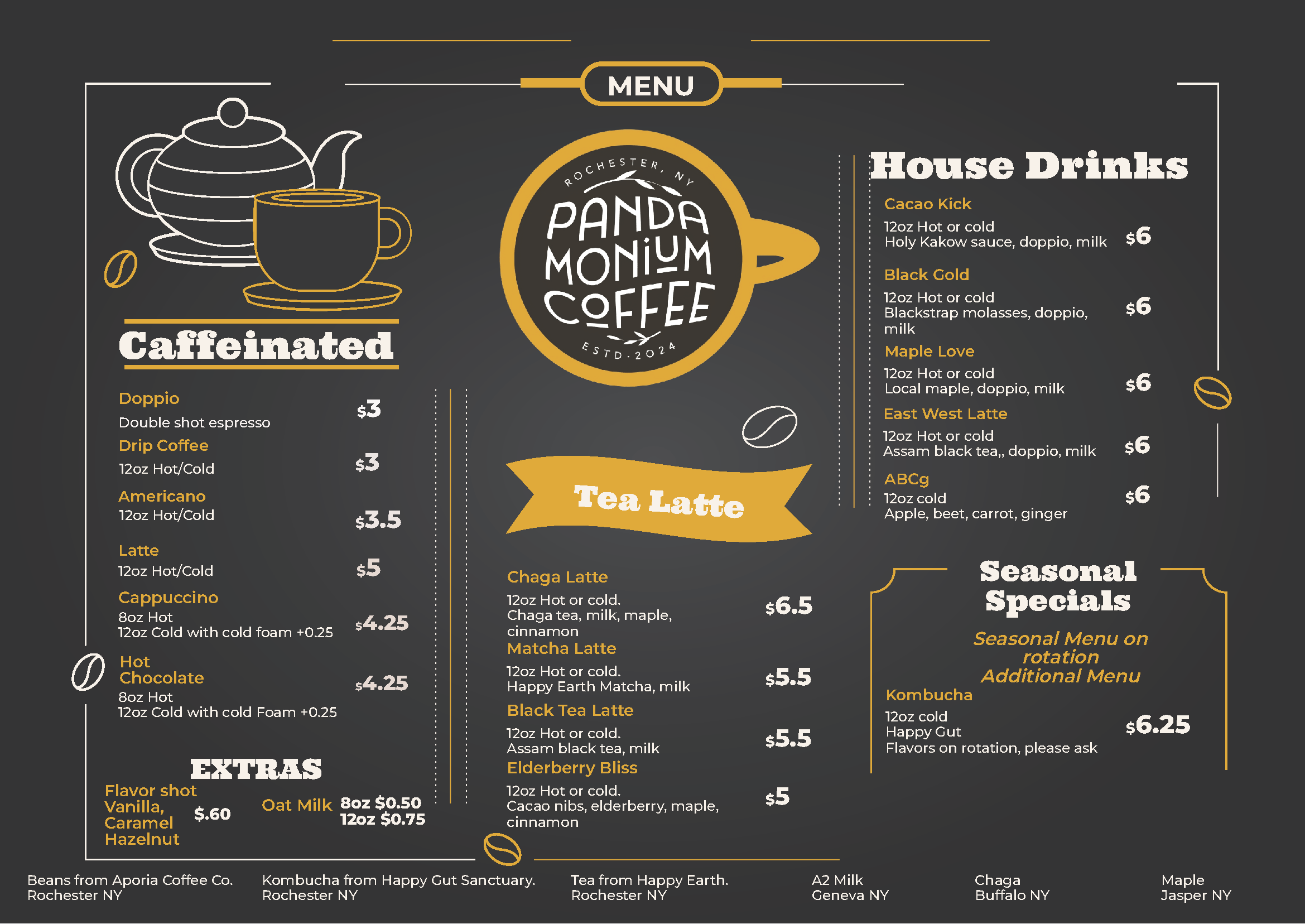 Menu — Pandamonium Coffee House