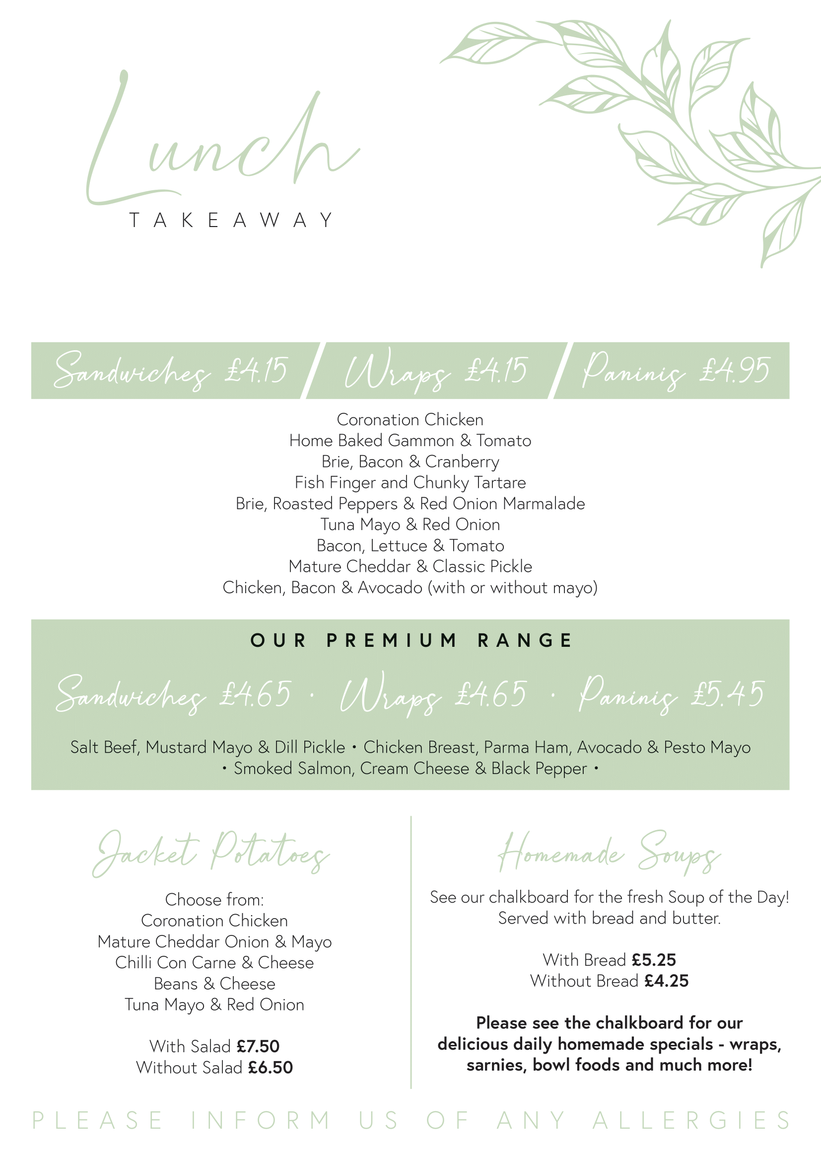 Café Menu — The Courtyard Events