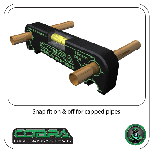 shower pipe jig level 150mm centre — Cobra Display Systems