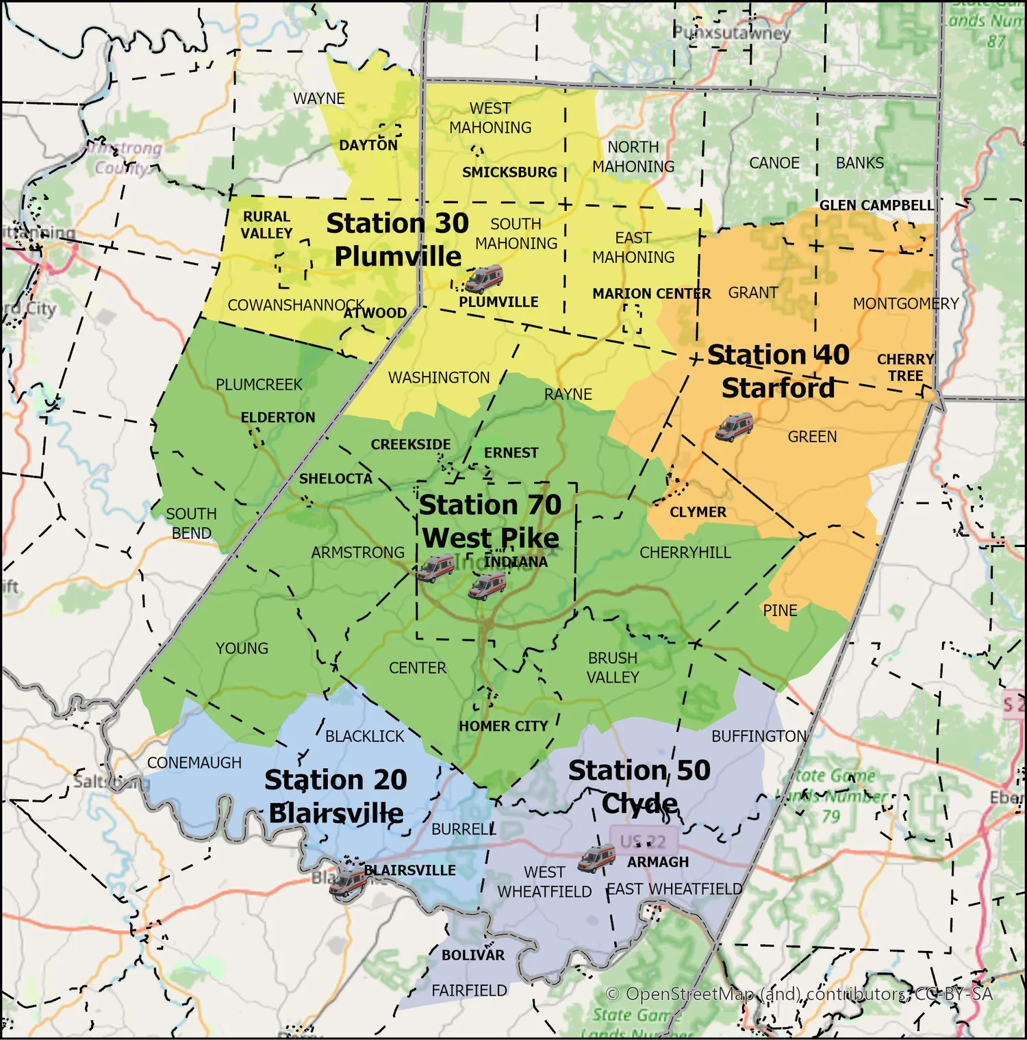 Stations & Communities Served — Citizens' Ambulance Service