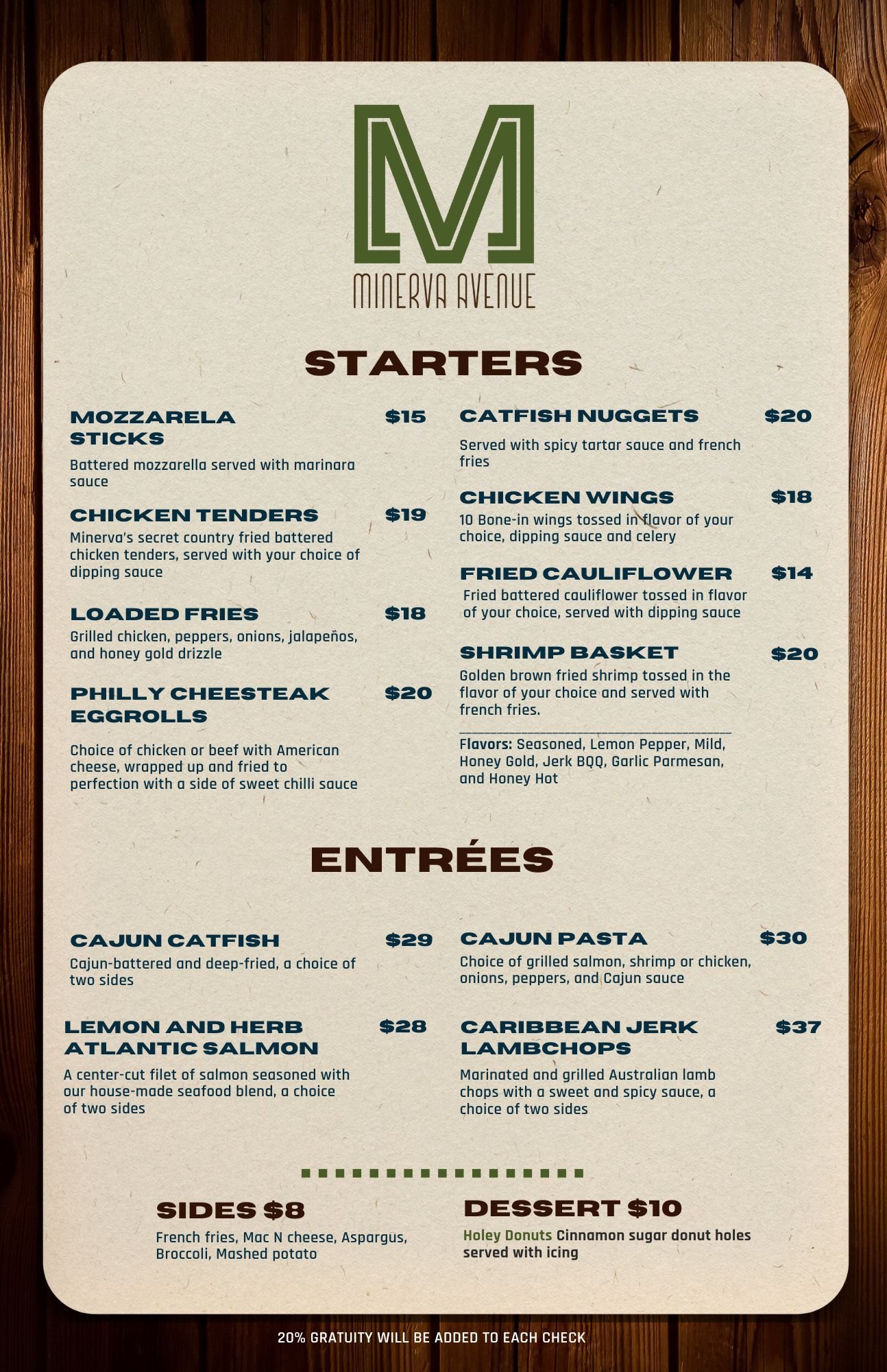 Menu — Minerva Avenue