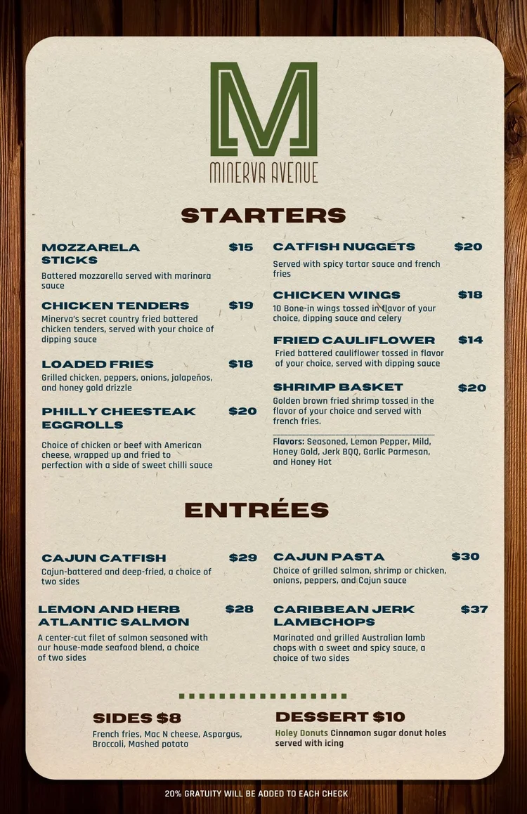 Menu — Minerva Avenue