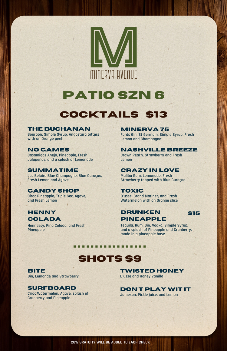 Menu — Minerva Avenue