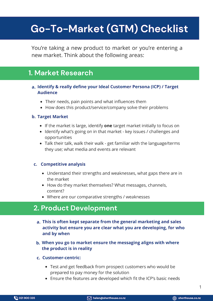 Go-To-Market (GTM) Checklist — Shorthouse Consulting