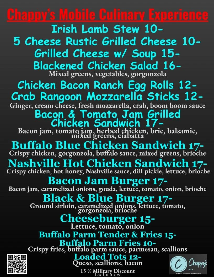 Menu — Chappy's MCE