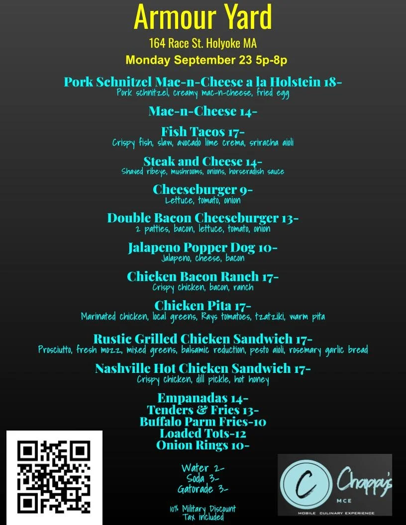 Menu — Chappy's MCE