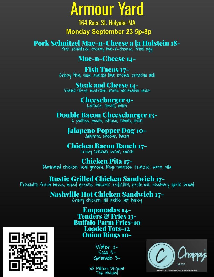 Menu — Chappy's MCE