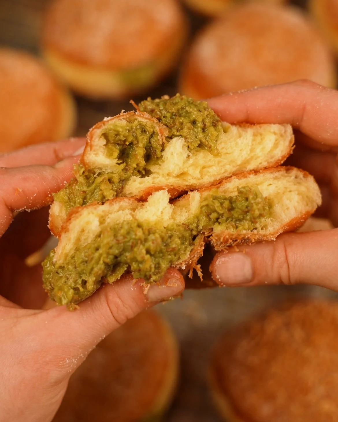Dubai Chocolate Donuts: Pistachio Cream & Knafeh — Elanne Boake