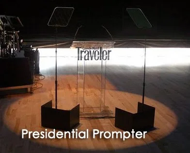 Robotic Rise & Fall Presidential Teleprompter — Teleprompter Rental