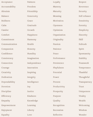 100 Personal Core Values Examples & Their Importance To Living Life ...