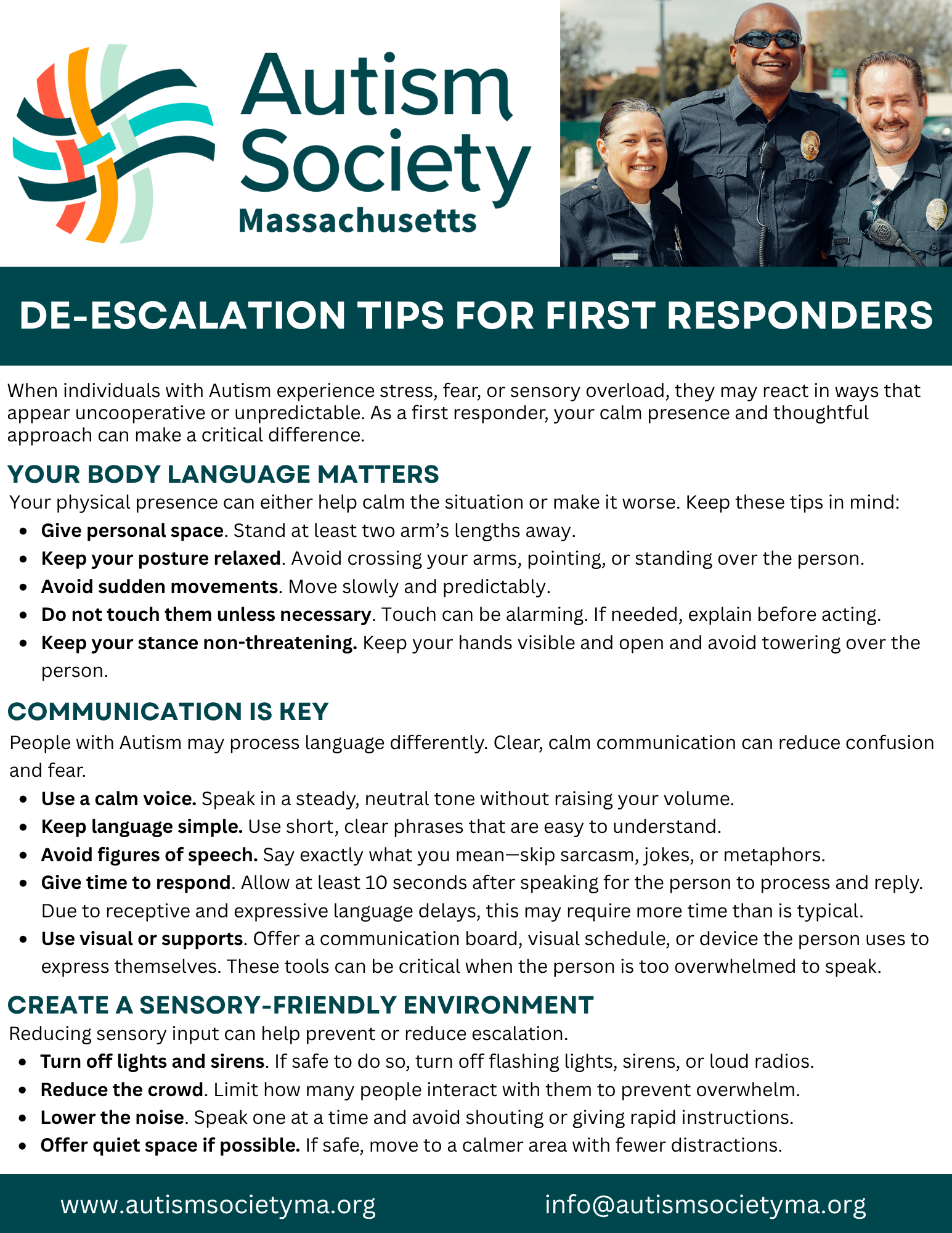 First Responder Resources — Autism Society of Massachusetts