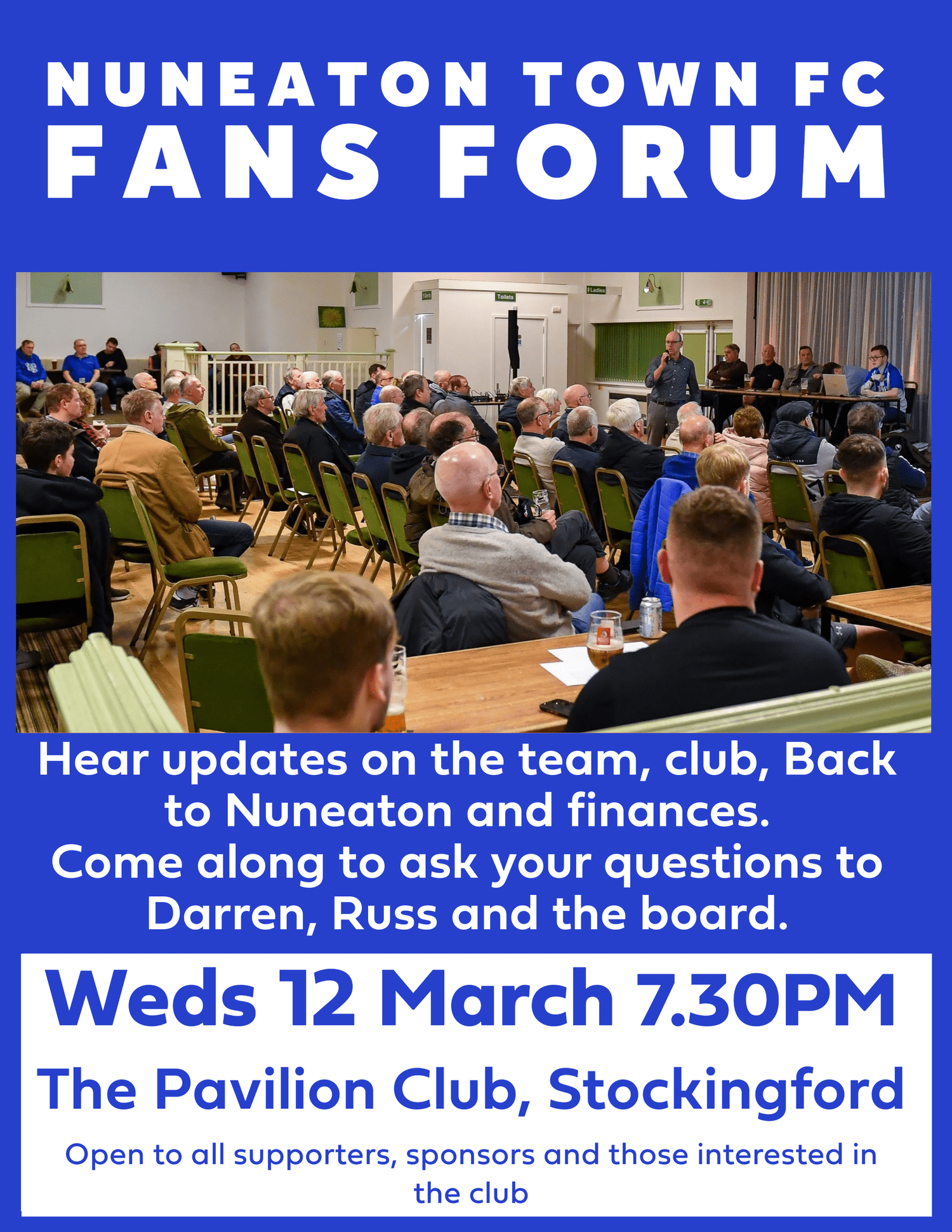 Fans Forum on Weds 12th March, 7.30pm at The PIv — Nuneaton Town FC