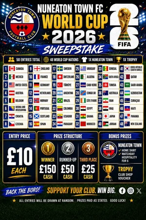 SWEEPSTAKE TWO DRAW RESULTS — Nuneaton Town FC