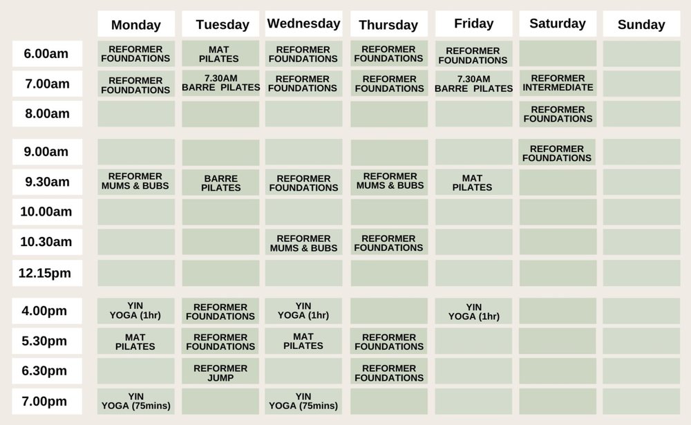 Our Timetable — Salud House of Health