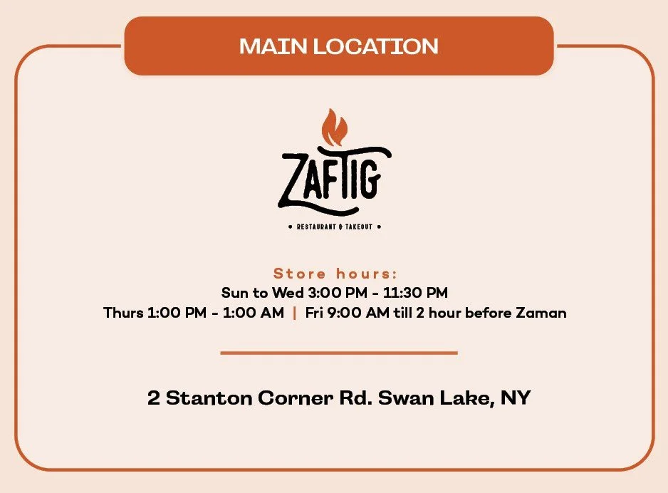 MENU — Zaftig Restaurant & Takeout