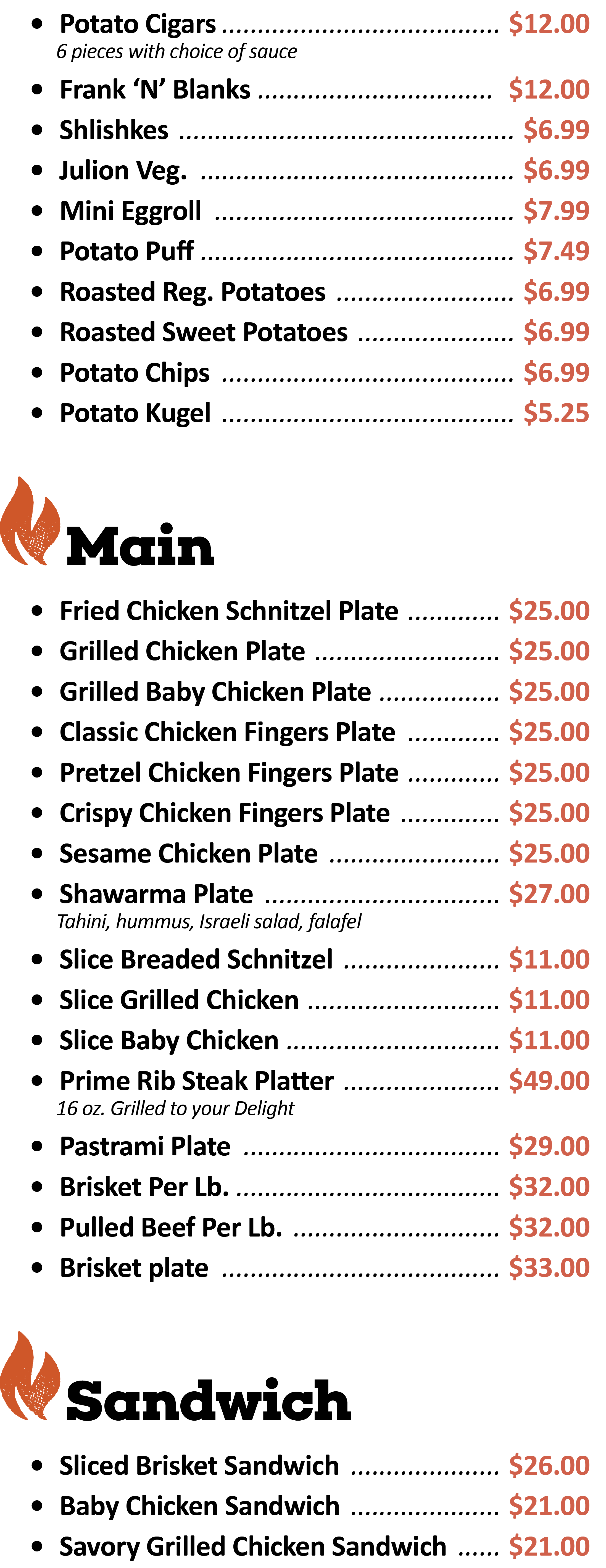 MENU — Zaftig Restaurant & Takeout