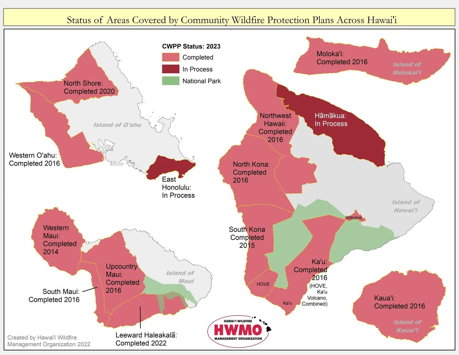 CWPP State Coverage Map — Hawaii Wildfire Management Organization