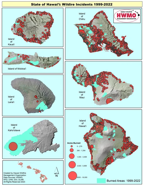 State of Hawaii Wildfire History Map (1999-2022) — Hawaii Wildfire ...