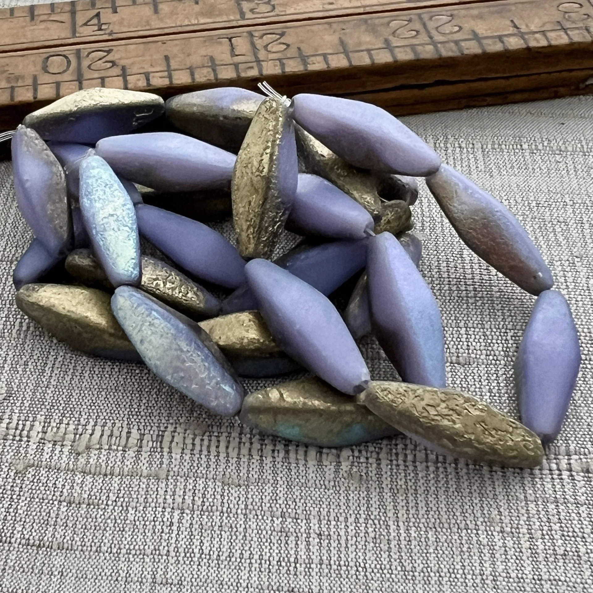 20x8mm Rhombus Matte Pacific Blue with Metallic Blue Finish — Humblebeads