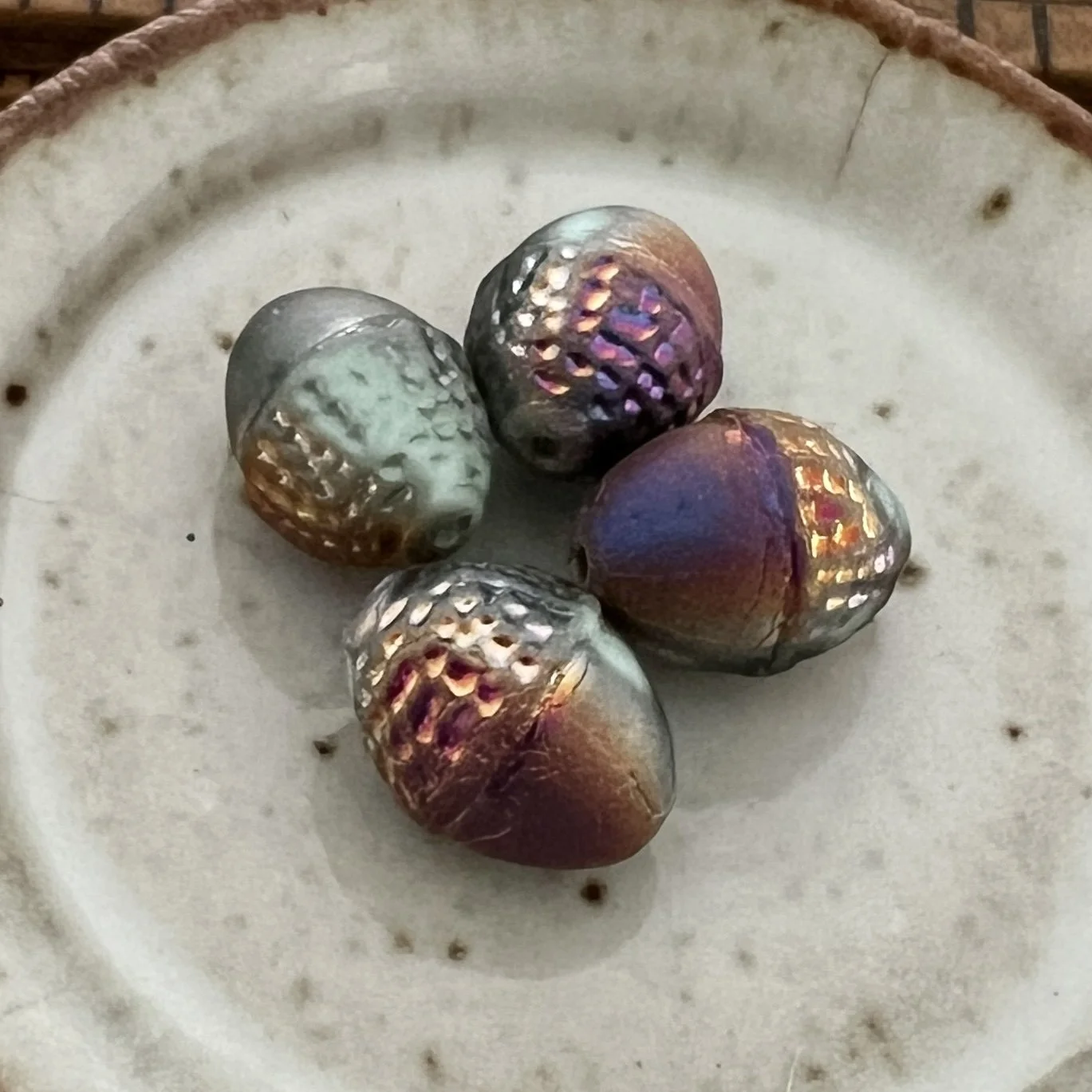 Little Acorn Beads - Matte Thistle w/Metallic Brown Wash — Humblebeads