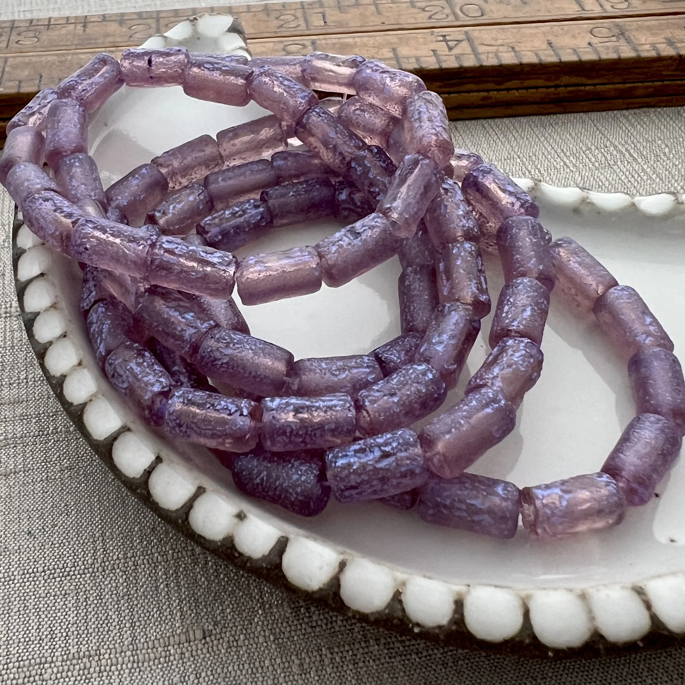 Large Hole Tube Metallic Purple with Mother Of Pearl Finish — Humblebeads