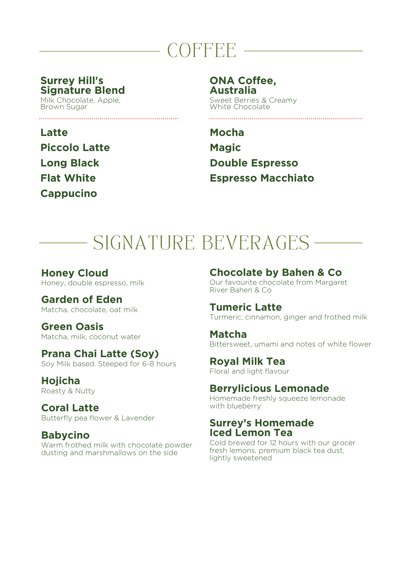RC Menu — Surrey Hills Grocer