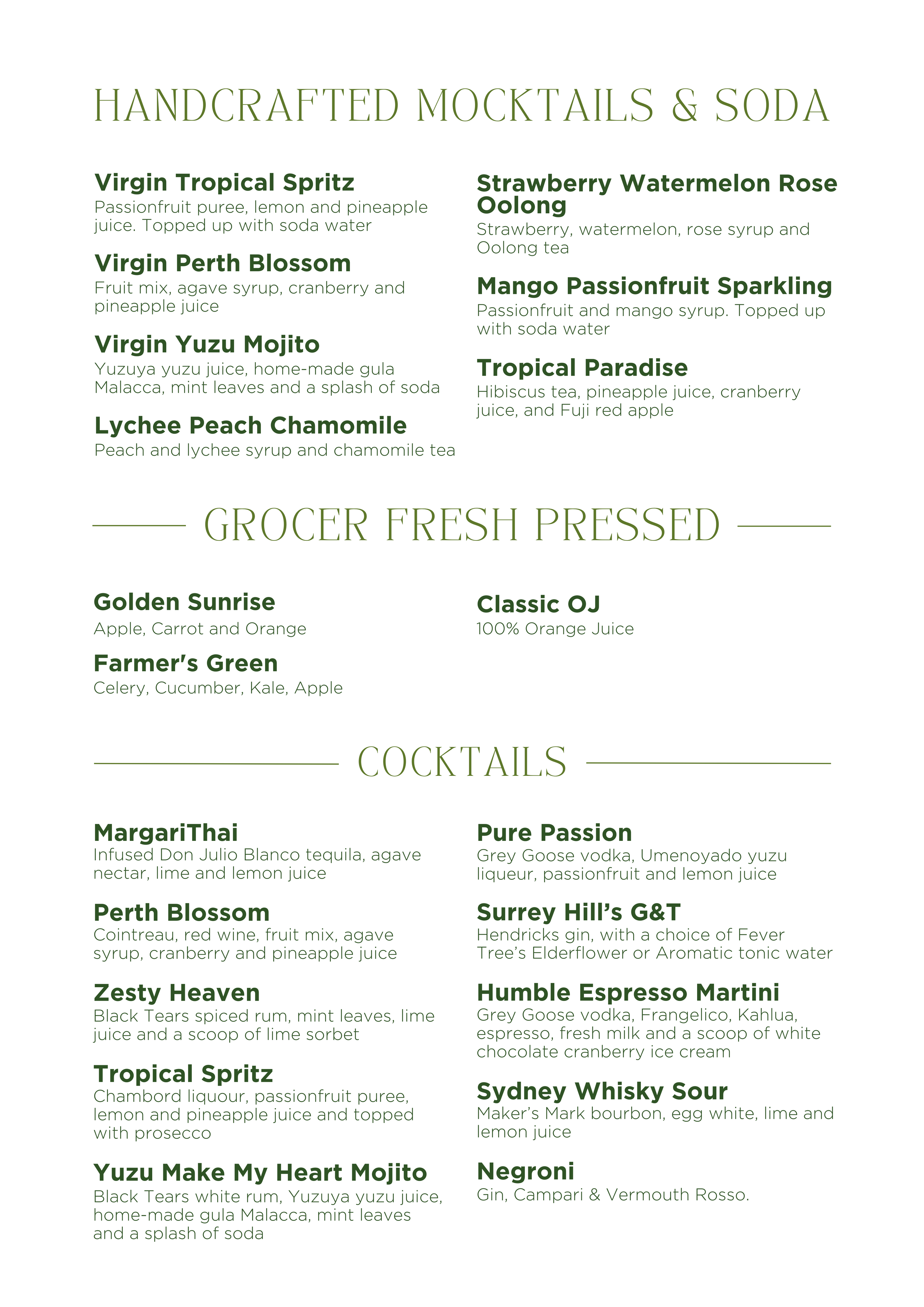 ION MENU — Surrey Hills Grocer